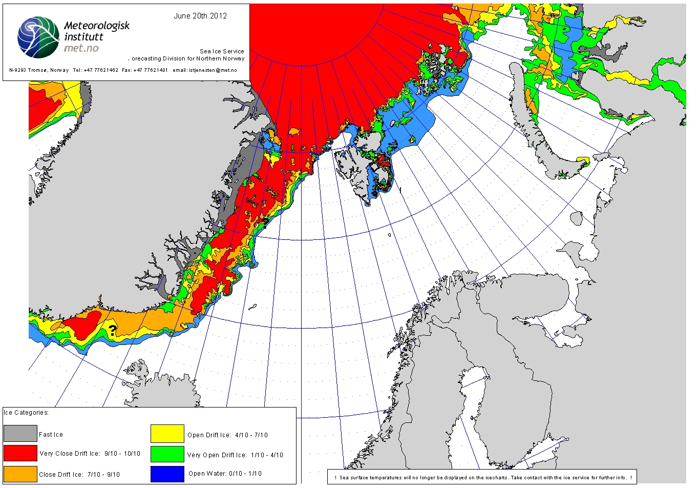 Five years of polar bear habitat at June 20 around the Arctic ...